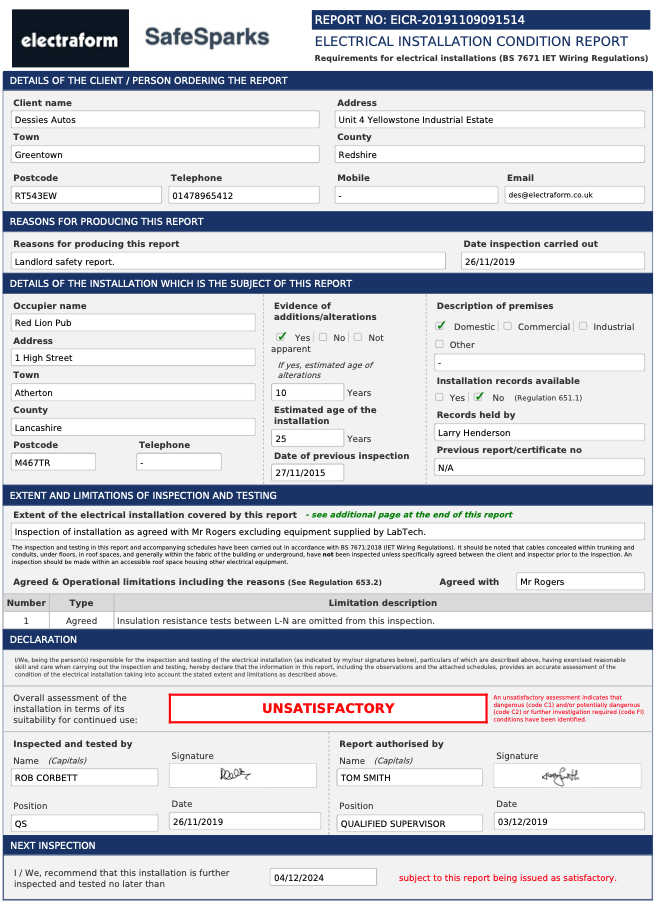 Emergency Lighting Certificate Template
