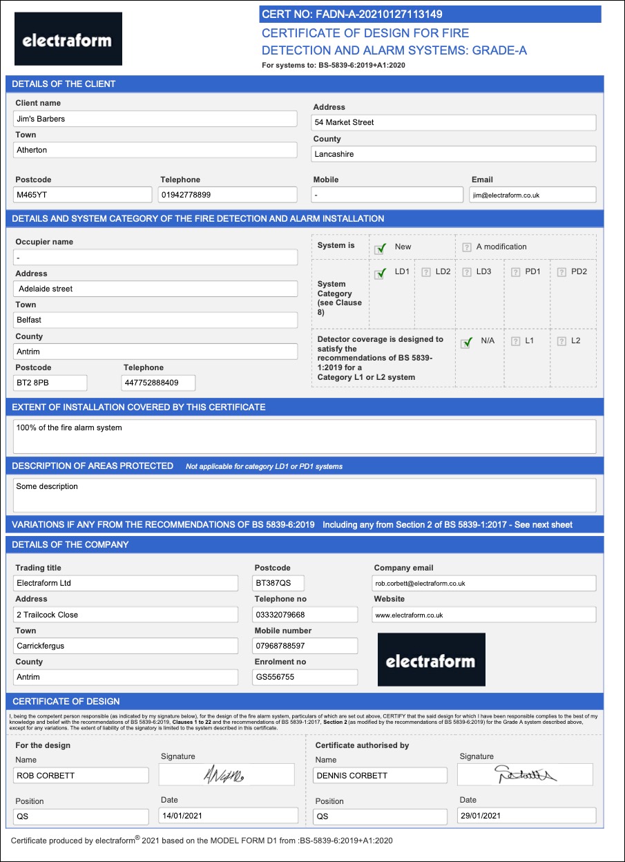 Emergency Lighting Certificate Template