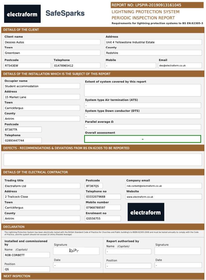 Emergency Lighting Certificate Template